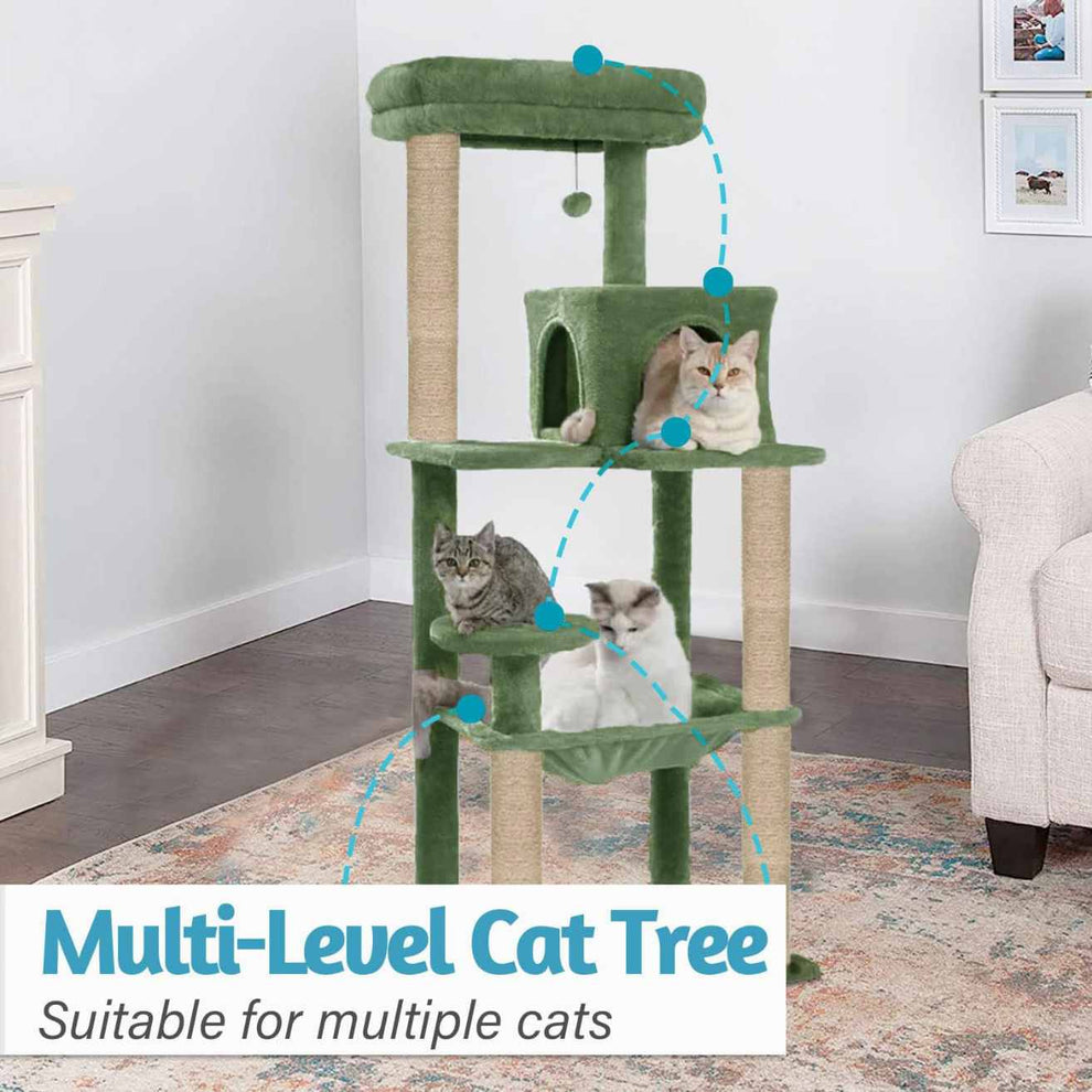 Cat Tree 55 Inch FURR-54 | Condo with Hammock, Scratcher & Toy ...